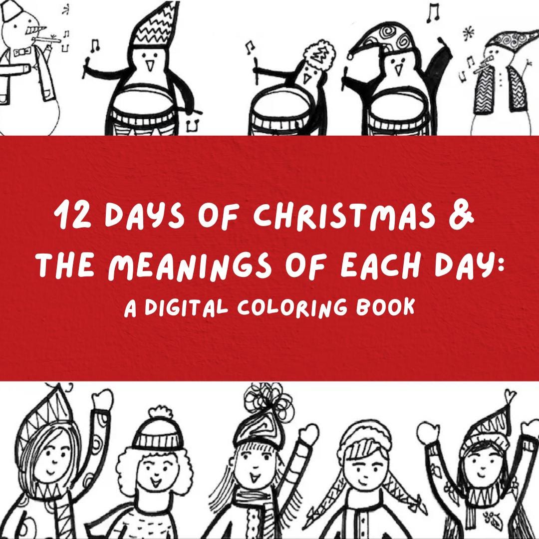 12 Days of Christmas Coloring Book Digital Coloring Book Digital Art ...
