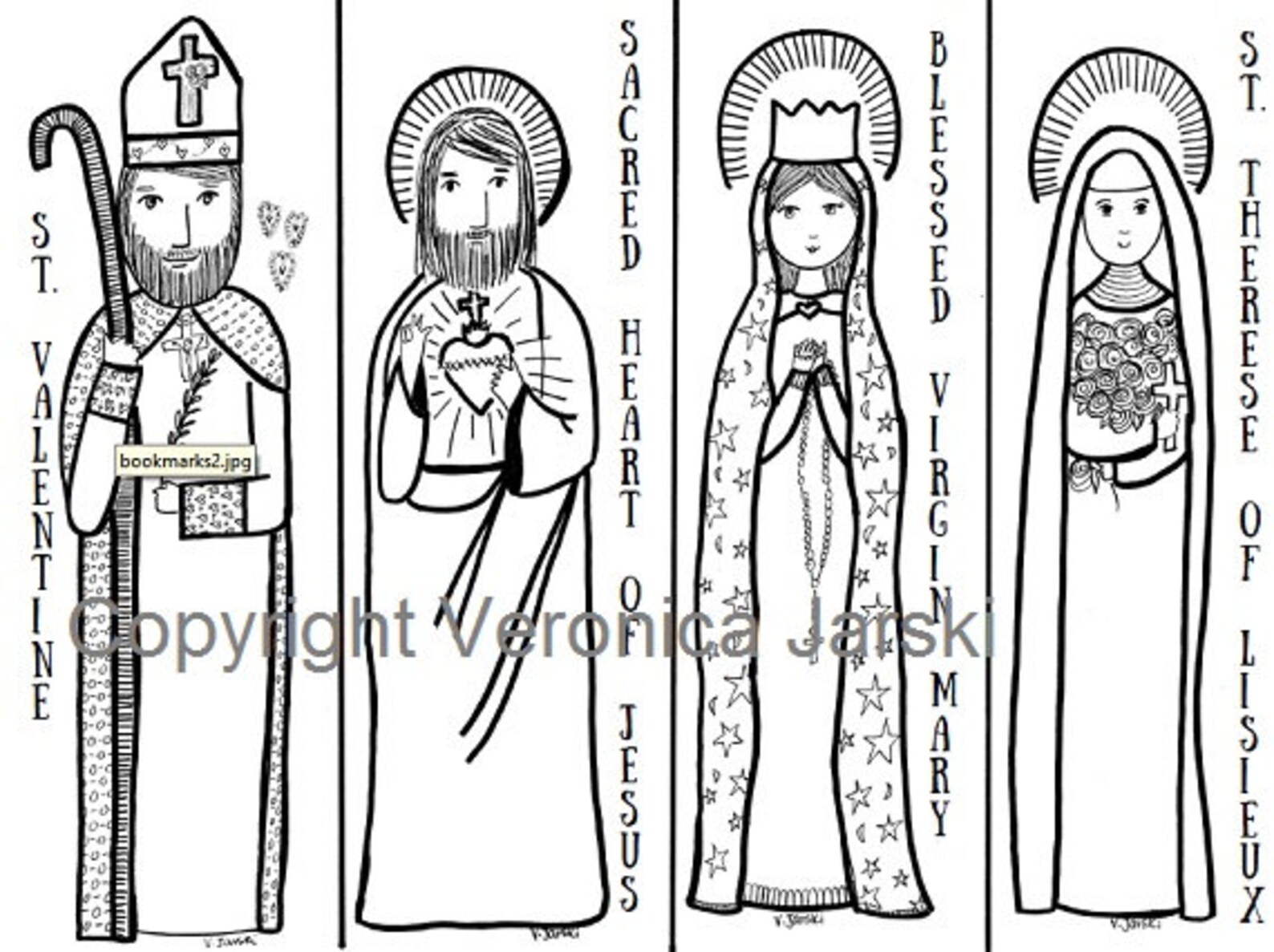 Catholic Saint Bookmarks to Color or Print Out | Printable | Digital ...