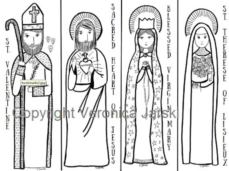 Catholic Saint Bookmarks to Color Printables | Etsy