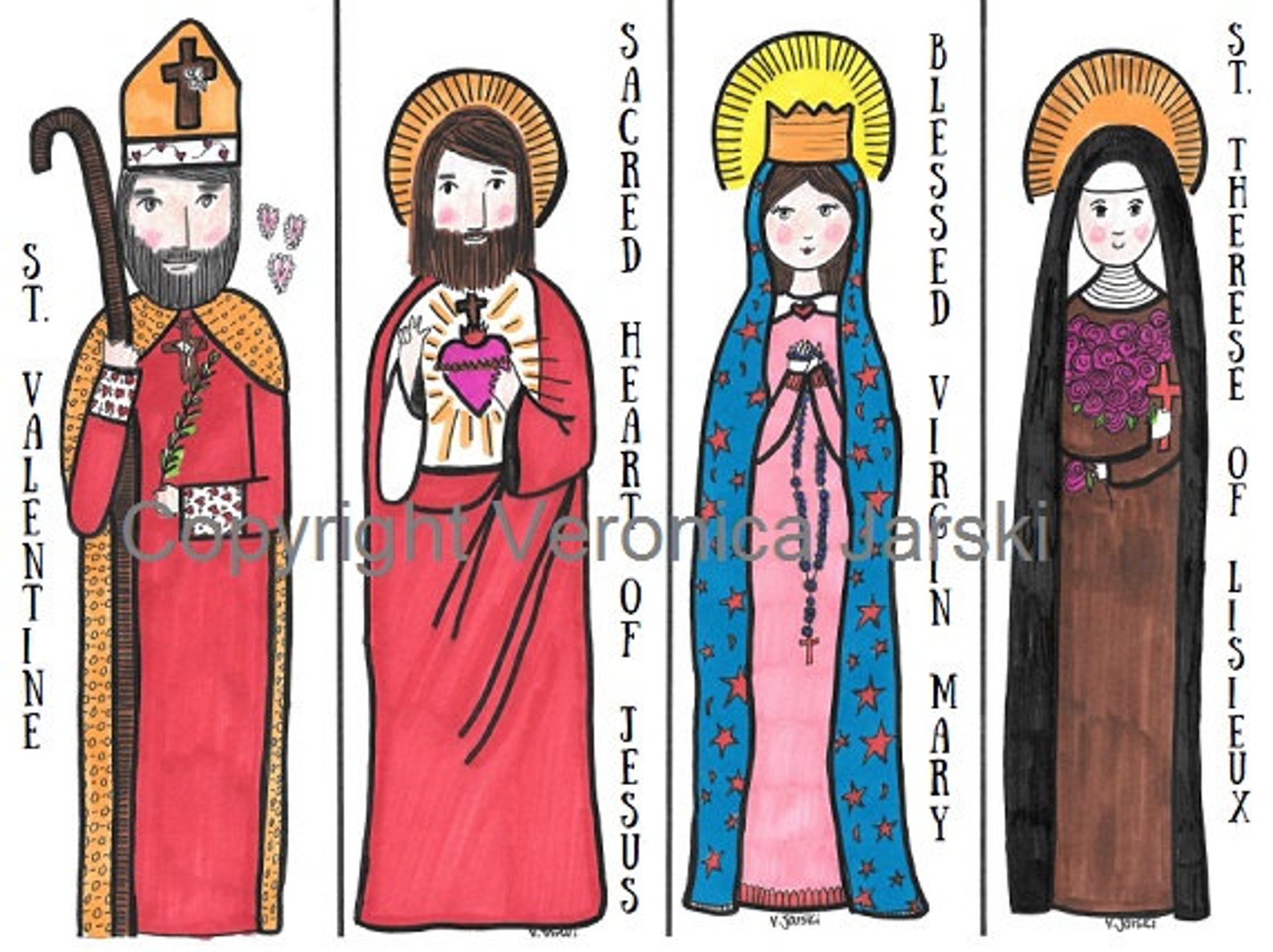 Catholic Saint Bookmarks to Color or Print Out | Printable | Digital ...