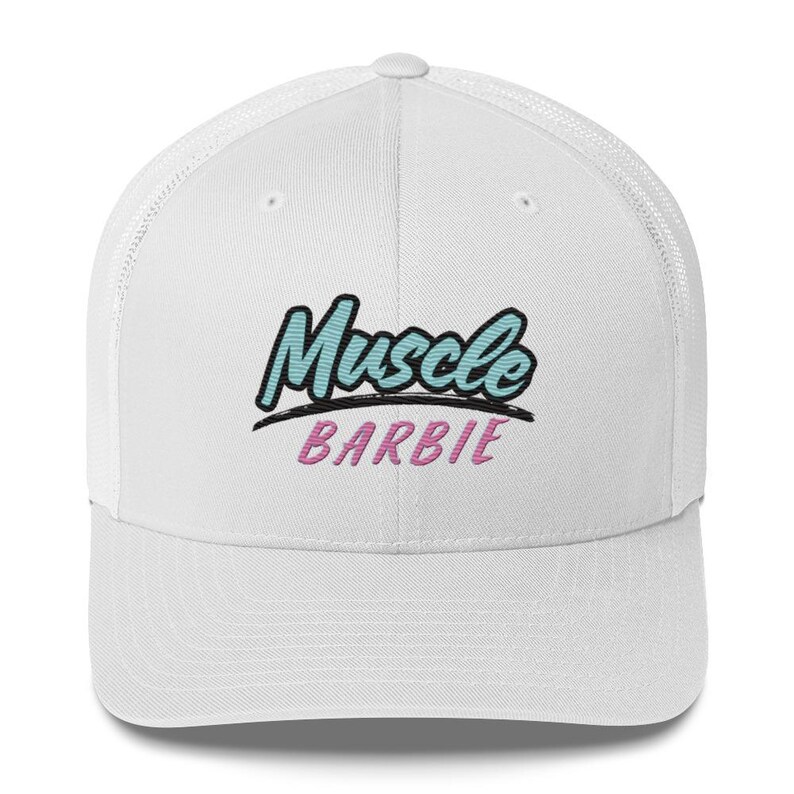 Muscle Barbie Trucker Cap, Edgy Muscle Barbie Trucker Cap for Badass ...