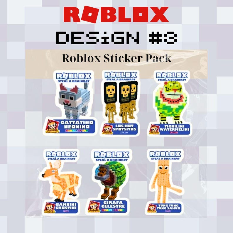 Roblox (steal a Brainrot) Sticker Packs- Collection 1 - Etsy