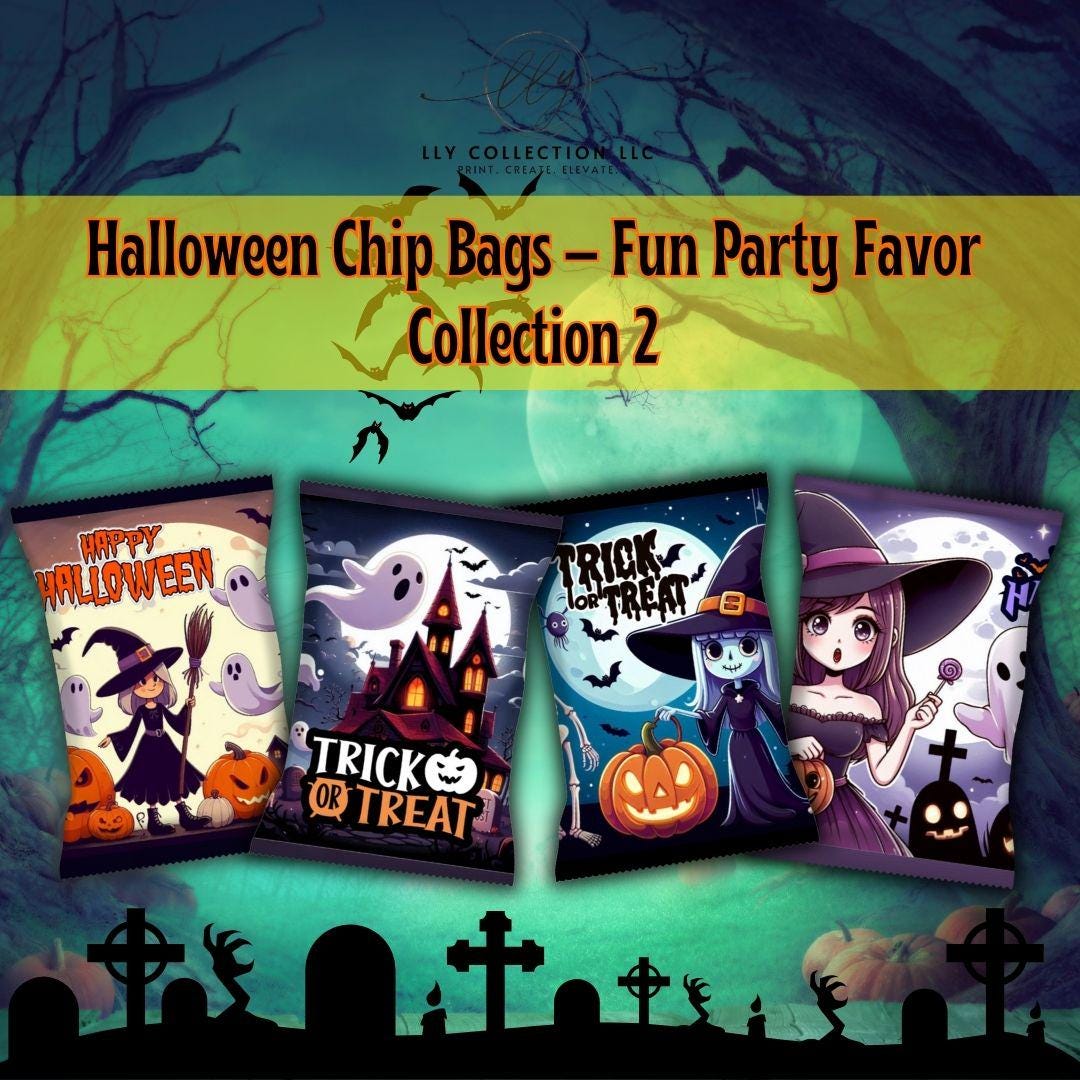 Handmade Halloween Empty Chip Bag: Spooky Party Favor Treat Bag ...