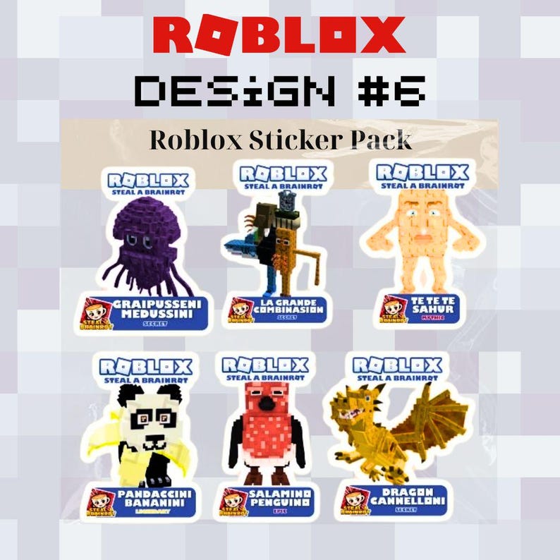 Roblox (steal a Brainrot) Sticker Packs- Collection 1 - Etsy