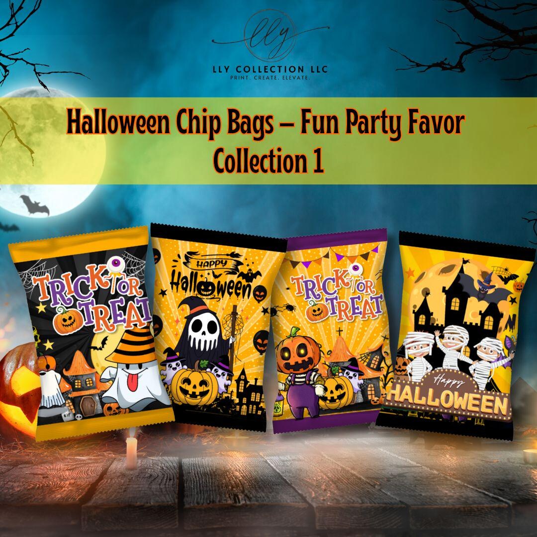 Handmade Halloween Chip Bag: Spooky Party Favor Treat Bag Collection 1 ...