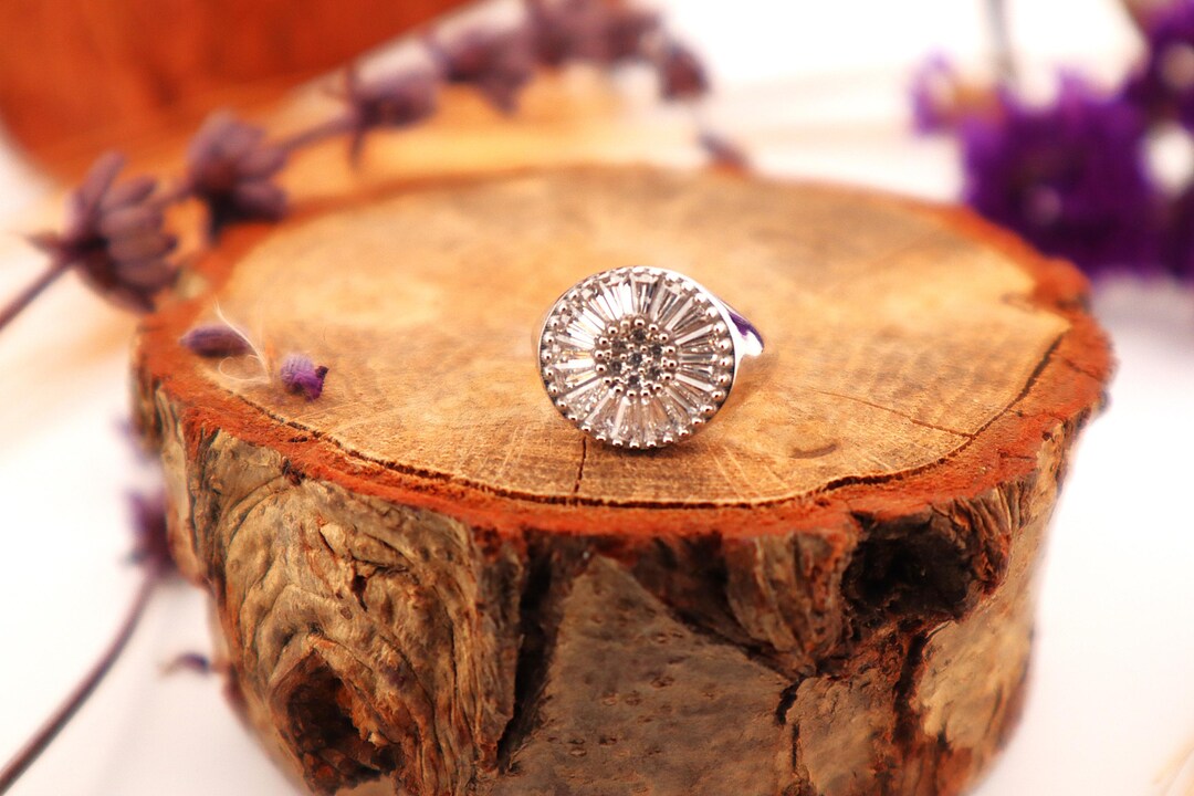 Personalized Ring Silver or 14K Real Gold, Radiant Sunburst Ring ...