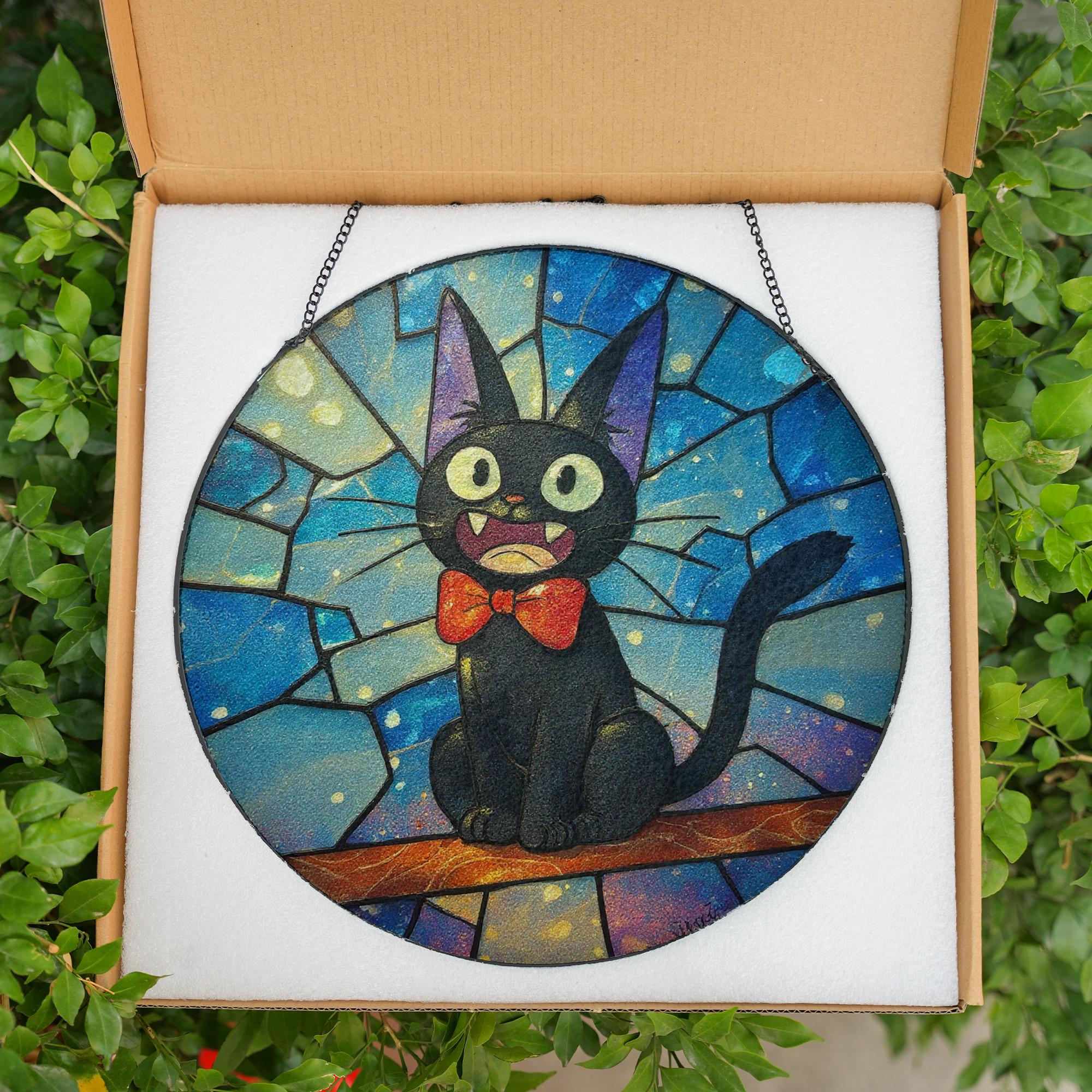 Jiji Cat Stained Glass Suncatcher, Ghibli Studio Suncatcher Window ...