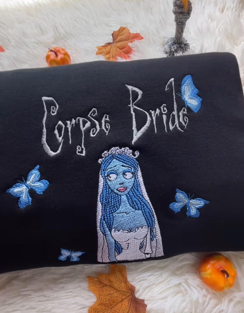 Corpse Bride Embroidered T-shirt, Corpse Bride Butterfly Embroidery Sweater, Spooky Vibes Hoodie ...