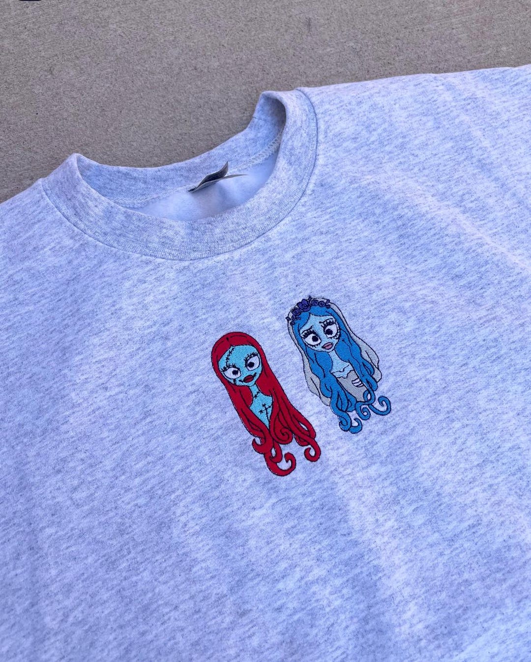 Horror Bride and Sally Embroidered T-shirt, Corpse Bride and Sally ...