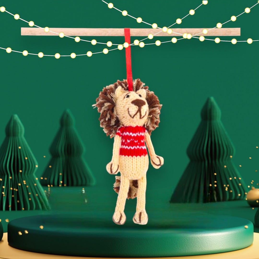 Lion Red Christmas Crochet Ornament Amigurumi Cute Desk Decor Toy, Baby ...