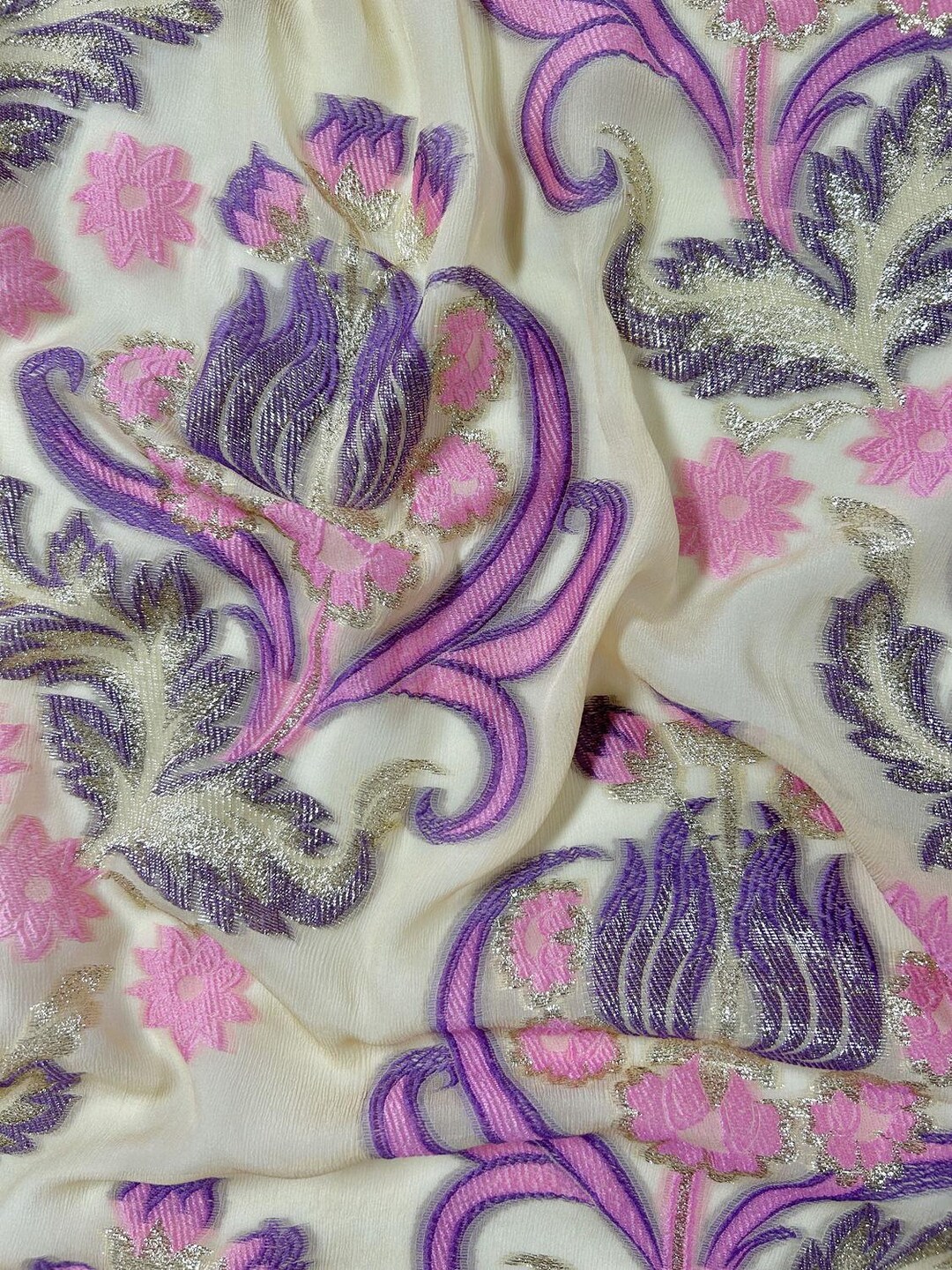 Exclusive Luxury Italian Silk Fabric Metallic Silk Jacquard Fabrics ...