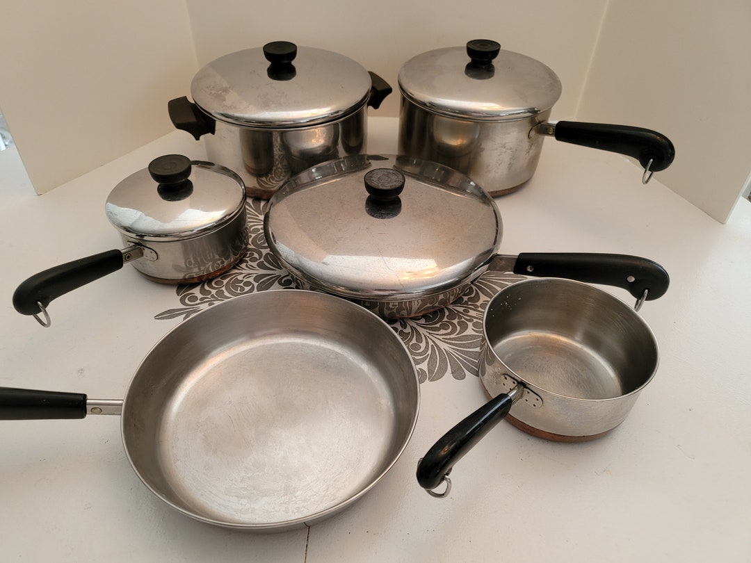 REVERE WARE, Vintage Copper Bottom, Cookware 10 Pieces, Large Frying ...