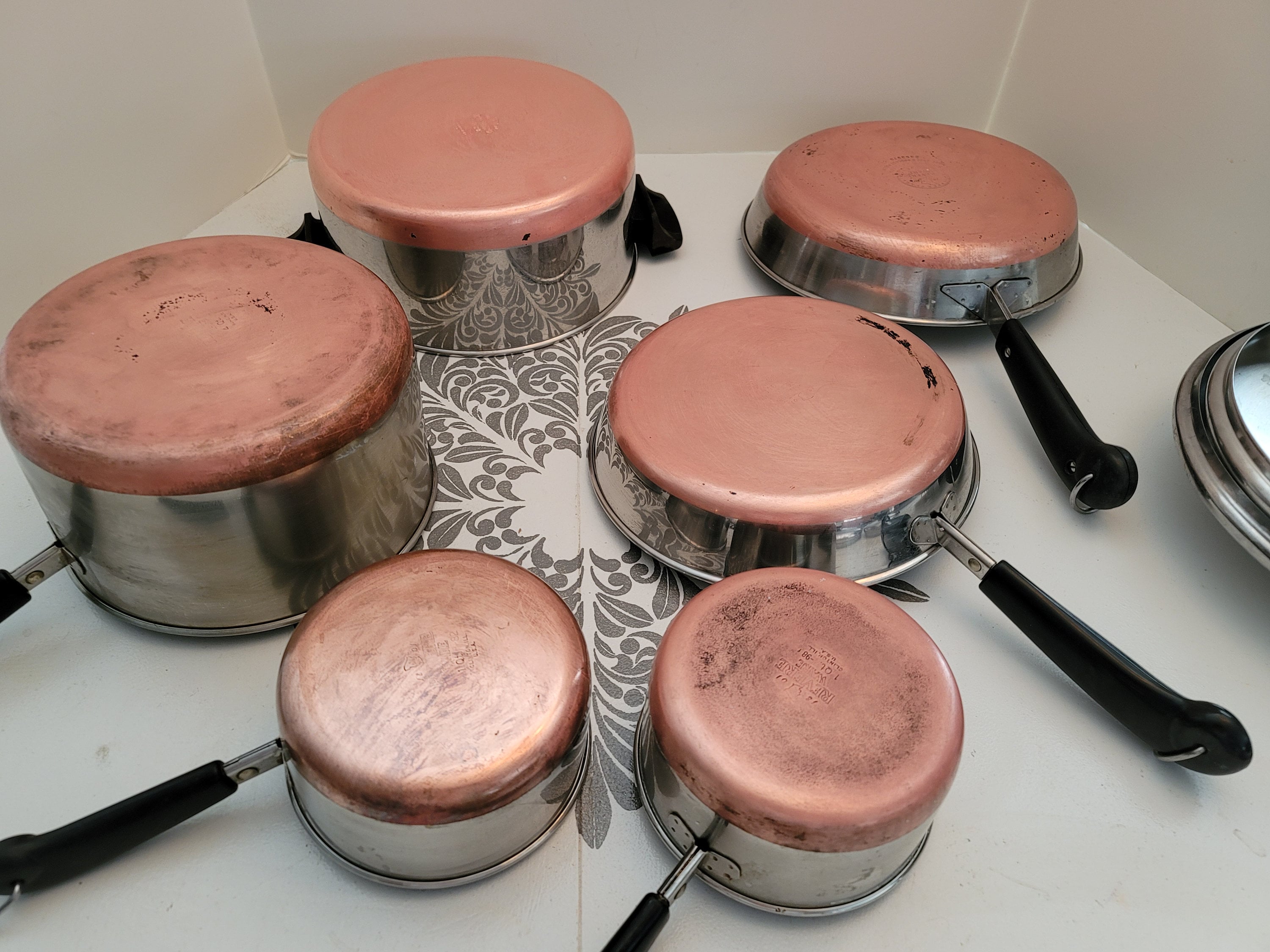 REVERE WARE, Vintage Copper Bottom, Cookware 10 Pieces, Large Frying ...