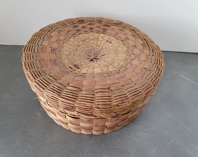ANTIQUE SEWING BASKET Rare 1920's 1930's Penobscot Main, Ash Splints ...