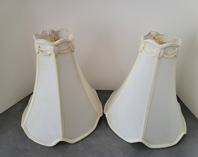 Pr VINTAGE LAMPSHADES Matching Pair of Scallop Lampshades, Use or ...