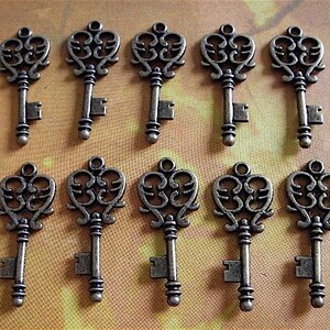 10 - Antique Bronze -fancy Keys (ABFK) - Etsy