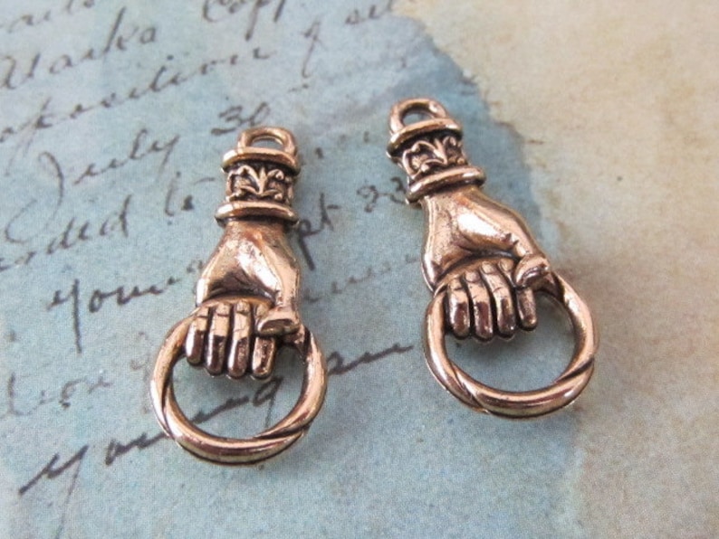 Hand Charm connectors Antique Gold Hand Holding Ring - Etsy