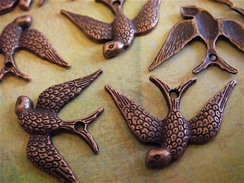 Antique Copper Bird Charm ACBC - Etsy