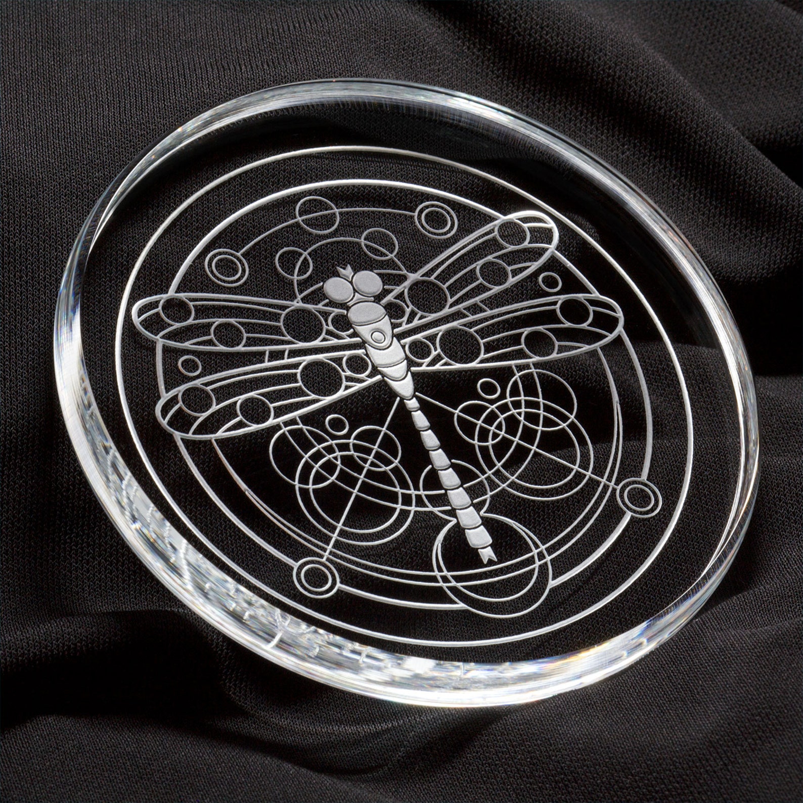 Dragonfly Etched Glass Paperweight - Etsy