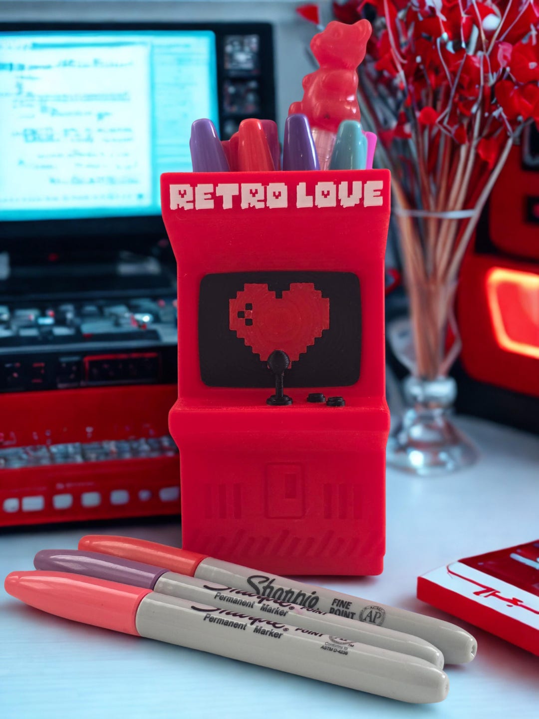 Retro Love Arcade Game – 3D Printed Desktop Pen, Item, or Planter ...