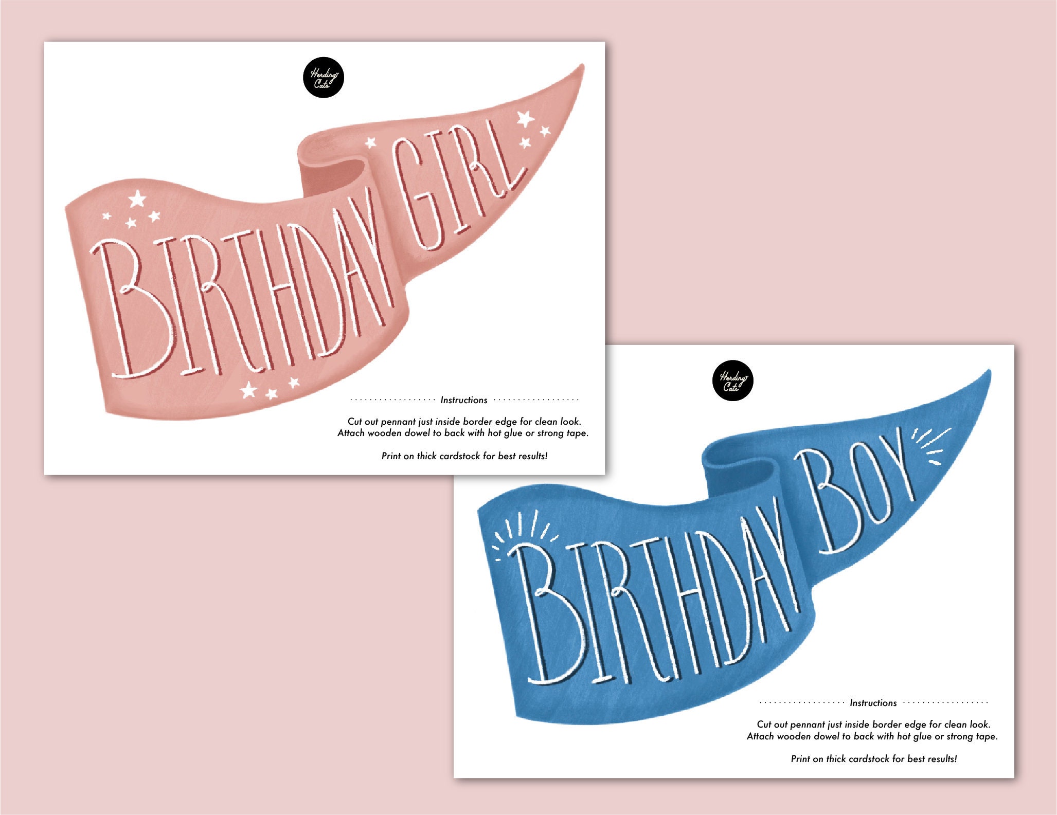 Printable Pennant Flag | Birthday Banner | Birthday Girl | Birthday Boy ...