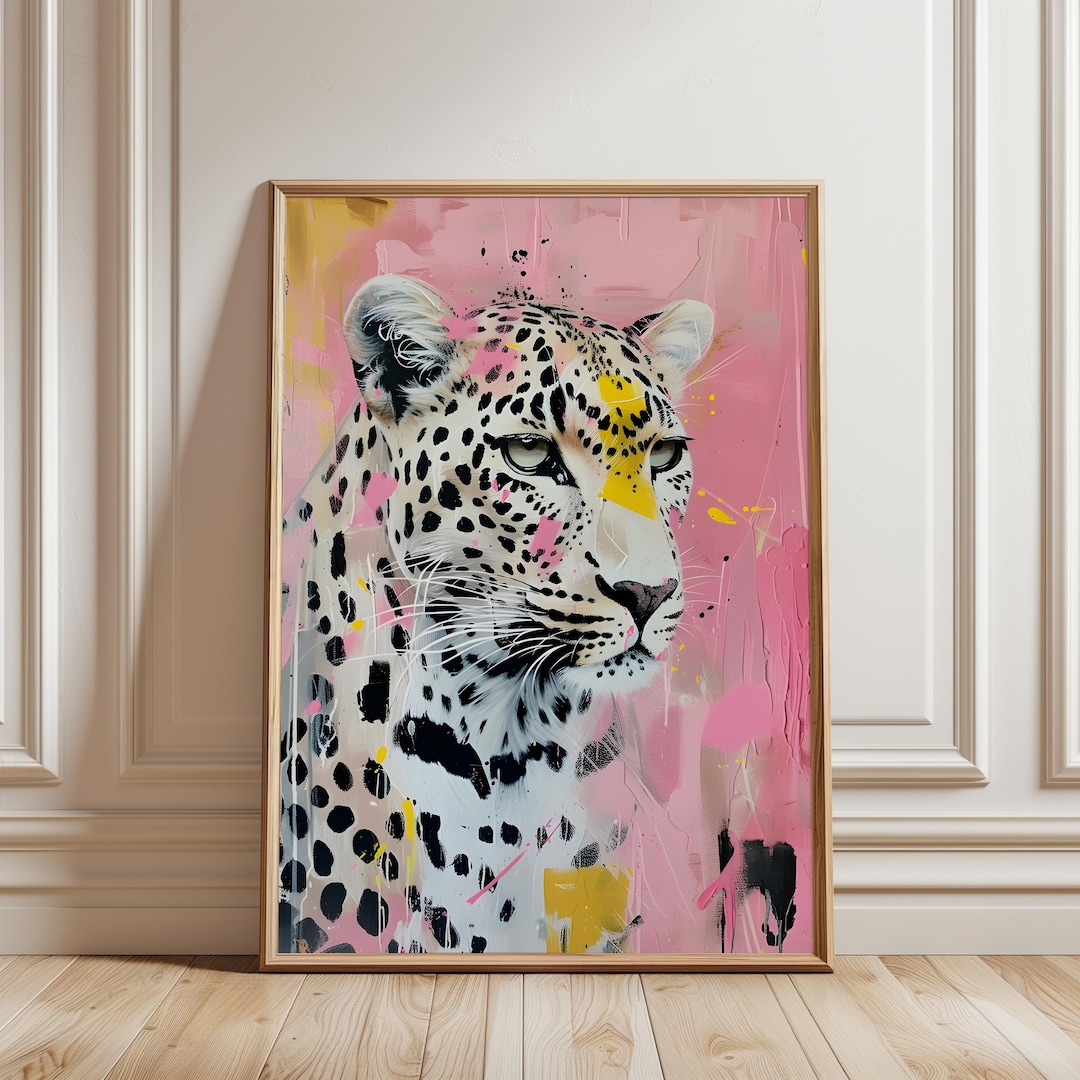 Leopard Wall Art, Light Pink Wall Art, Pink Wall Art Prints, Cheetah ...