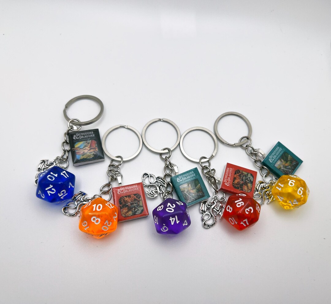 Dnd Keychains With D20 Dice - Etsy