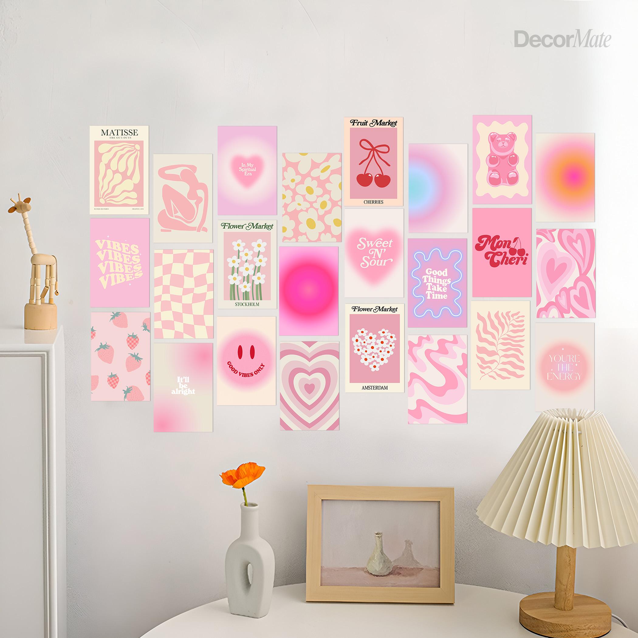 Danish Pastel Pink Wall Collage 25pcs, Preppy Room Decor, Cute Photos for Bedroom Dorm ...
