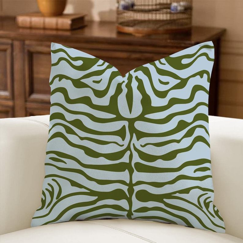 Earth Tone Folk Art Pillow Cover, Animal Print Cushion, Tiger Leopard ...
