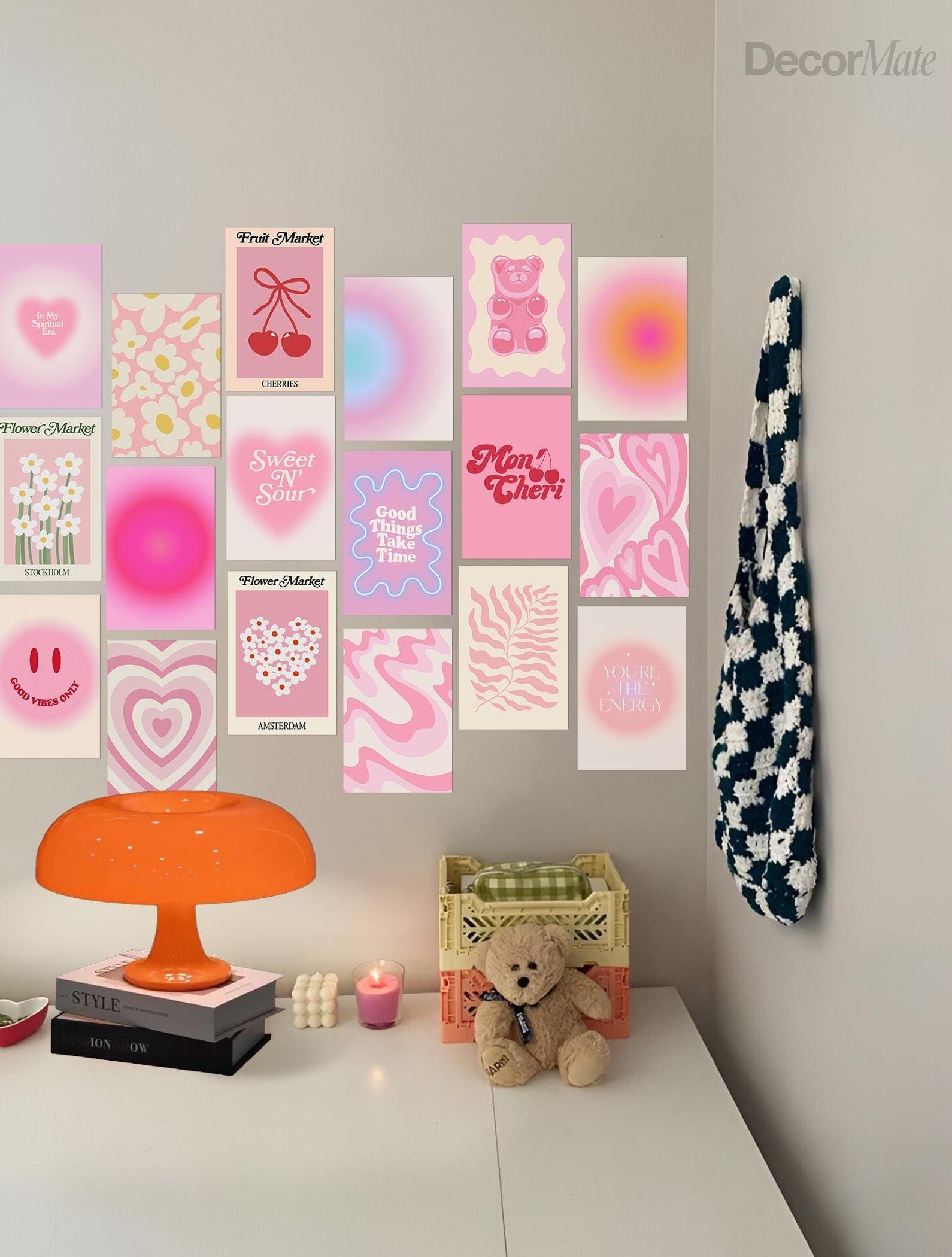Danish Pastel Pink Wall Collage 25pcs, Preppy Room Decor, Cute Photos for Bedroom Dorm ...