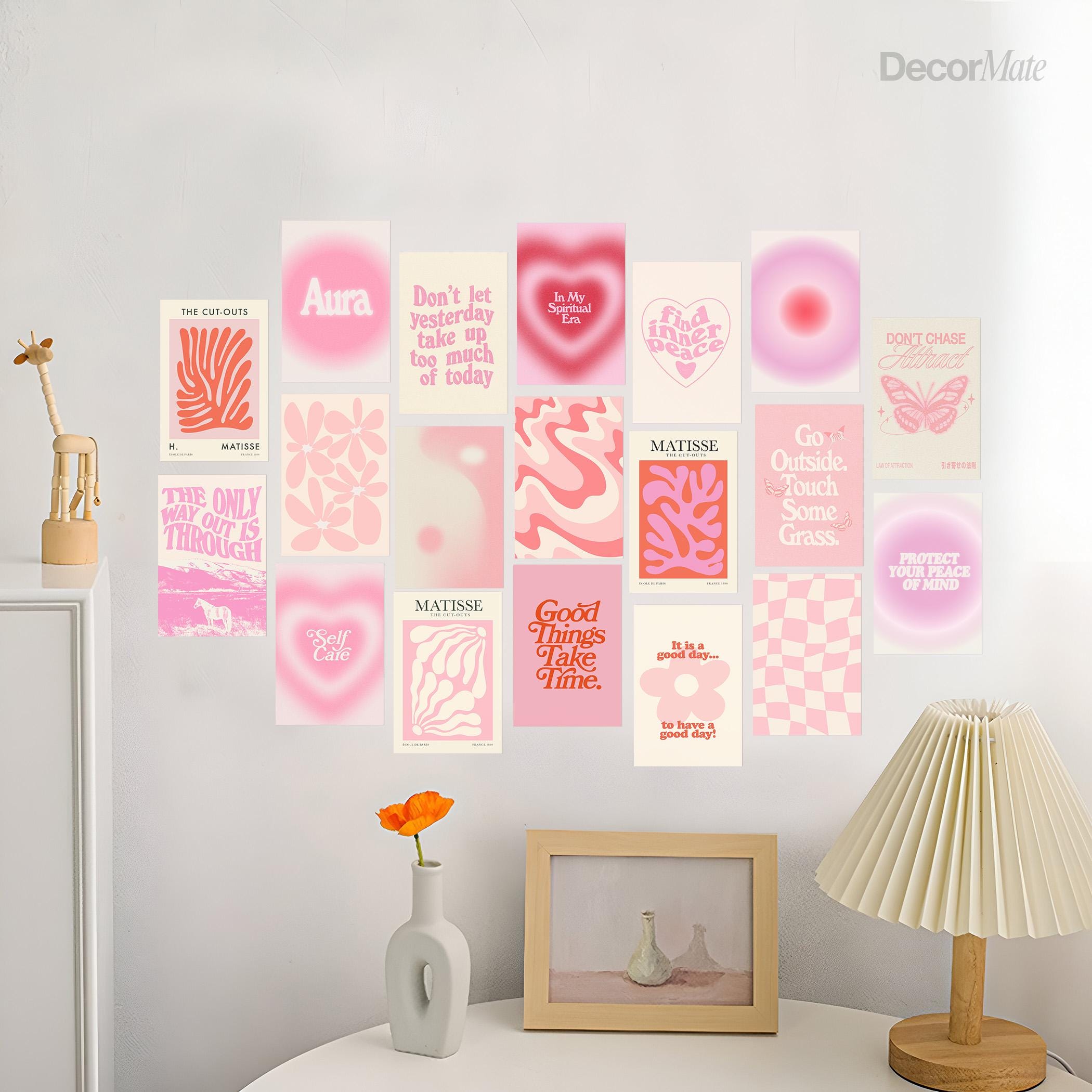 Danish Pastel Pink Wall Collage 20pcs, Preppy Room Decor, Cute Photos for Bedroom Dorm ...