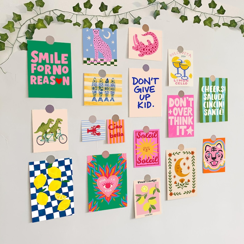 Dopamine Decor Print Set, Eclectic Retro Gallery Wall Art (digital ...