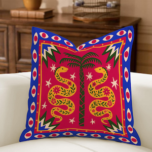 Eclectic Throw Pillow Cover, Funky Folk Art Cushion, Boho Tiger Evil ...