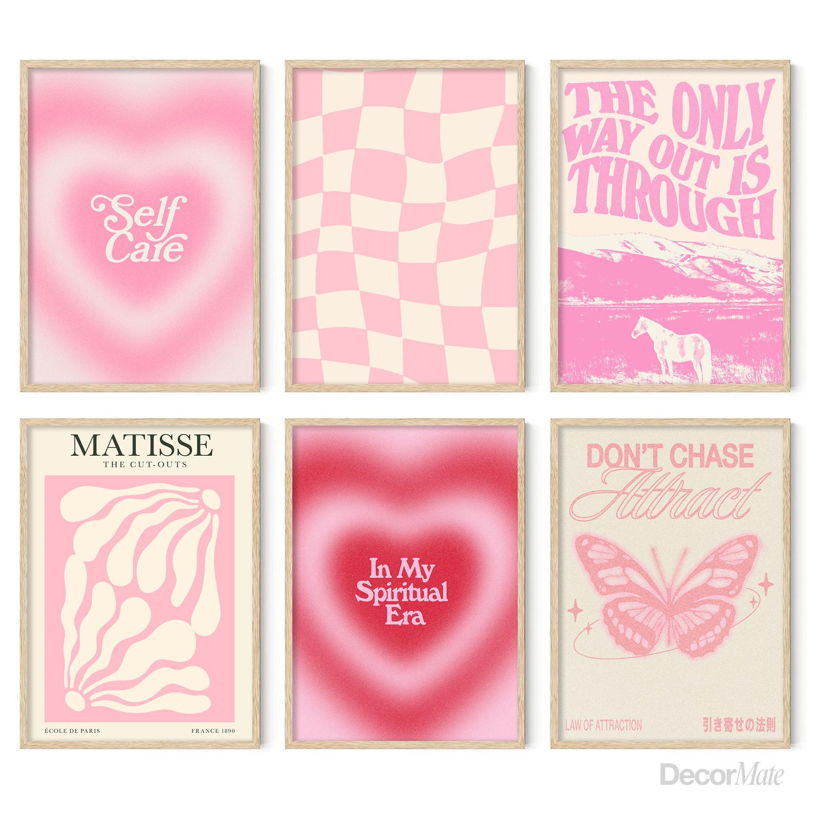 Danish Pastel Pink Wall Collage 20pcs, Preppy Room Decor, Cute Photos for Bedroom Dorm ...