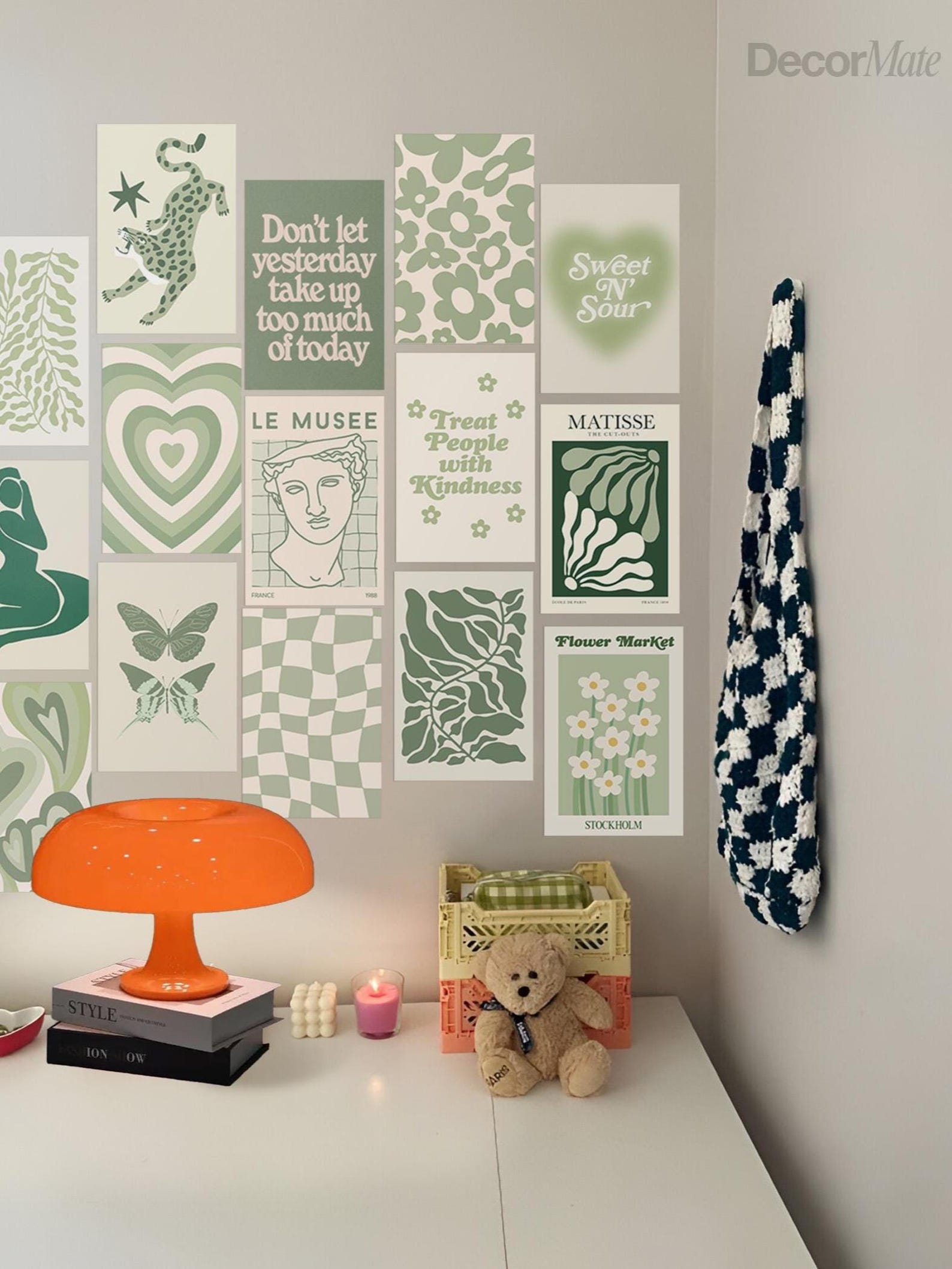 Danish Pastel Wall Collage 20pcs, Sage Green Wall Art, Preppy Decor, Cute Photos for Bedroom ...