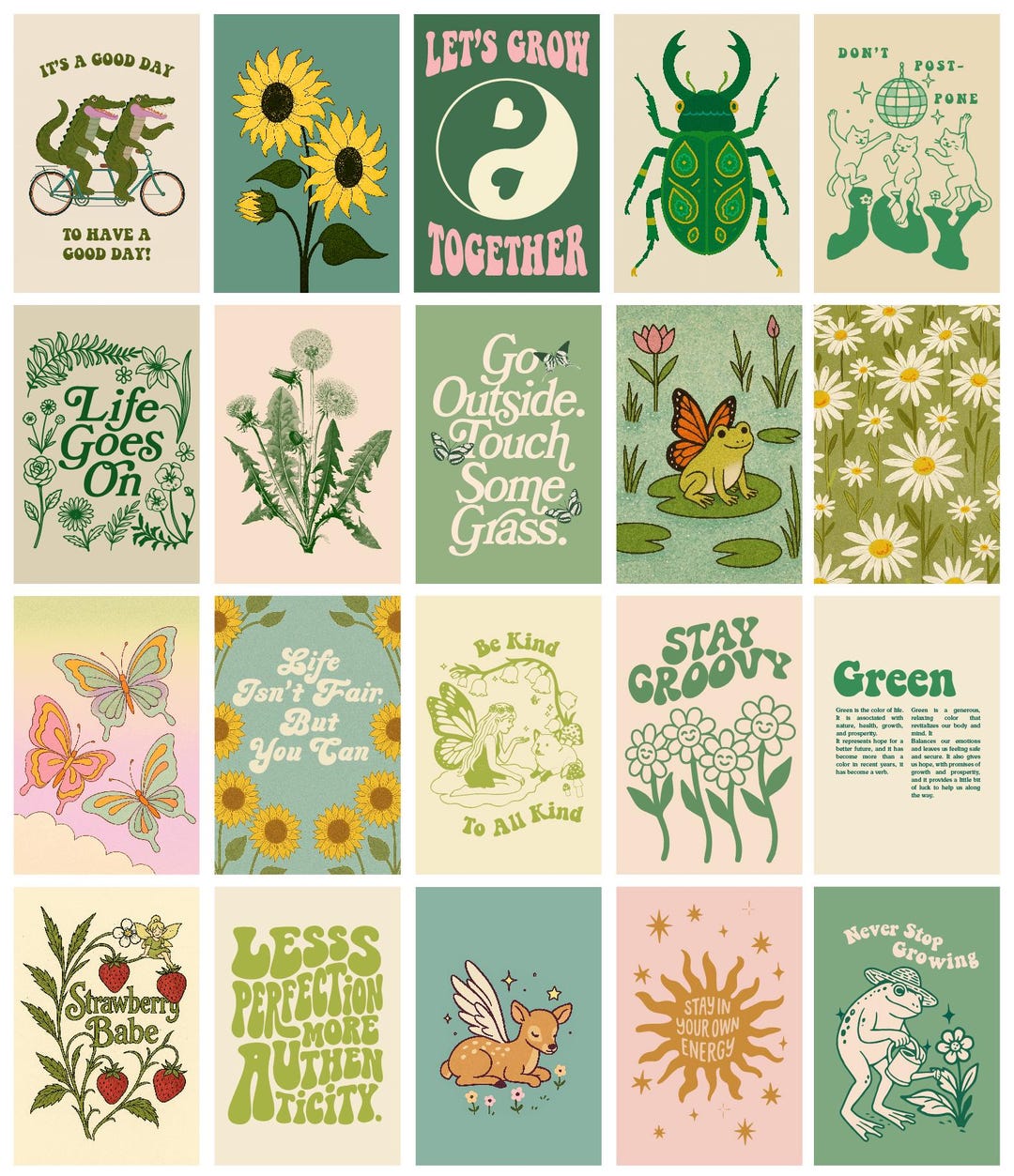 20pcs Cottagecore Wall Collage 4x6, Whimsical Goblincore, Retro 70s ...