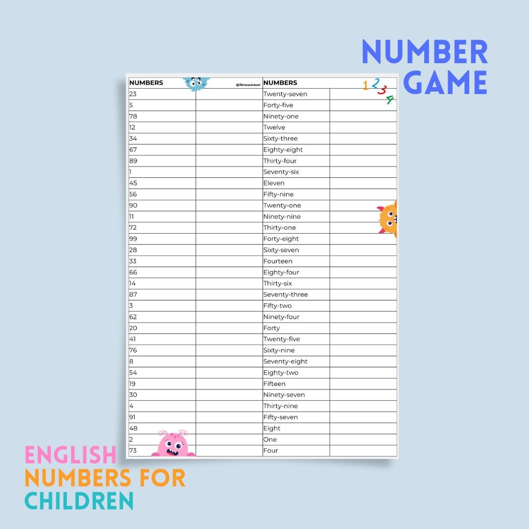 ENGLISH NUMBERS for CHILDREN, Number Identification Game, English ...