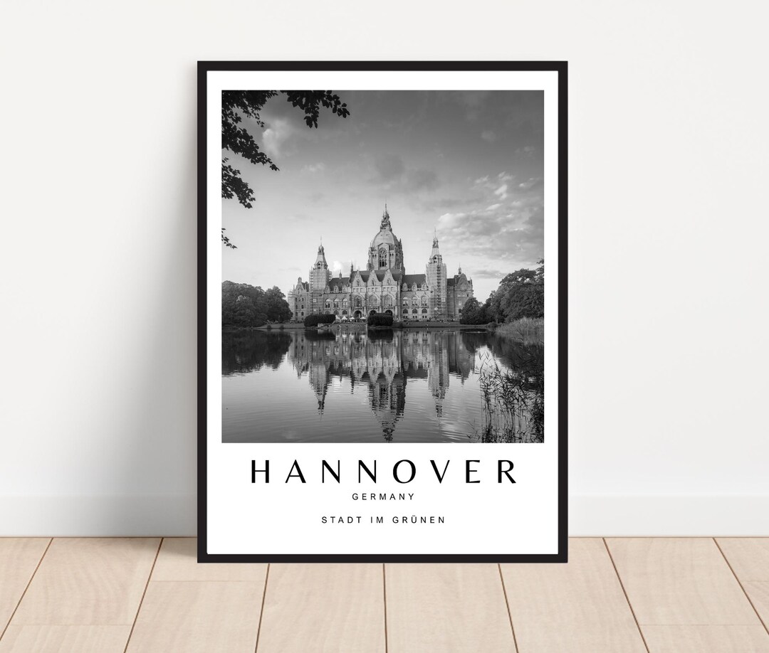 Black and White Hannover Poster – Minimalist Architecture Wall Art ...