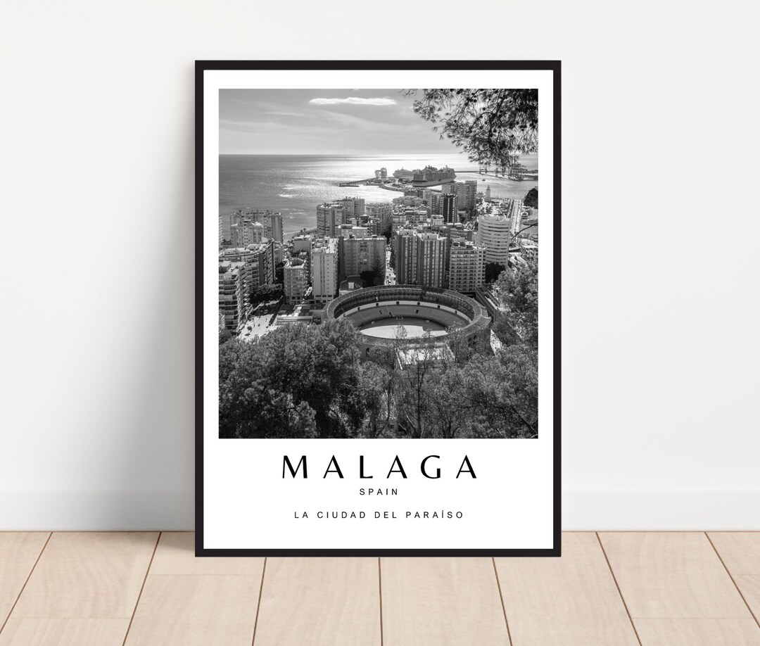 Malaga Travel Poster, Spain – Black and White City Print - Etsy