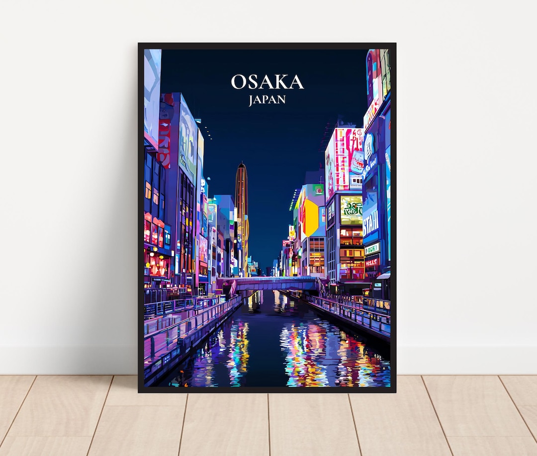 Osaka Travel Poster – Japanese Skyline Wall Art, Japan Home Decor - Etsy