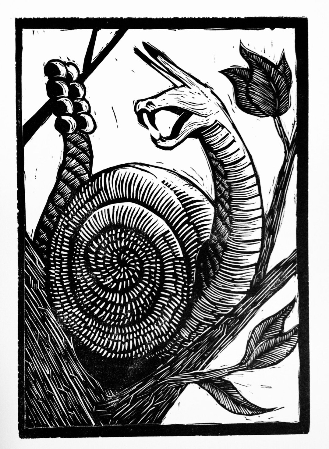 Rattle Snail Linocut Print - Etsy