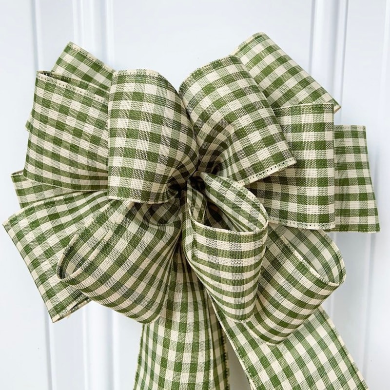 Green Gingham Door Bow - Etsy