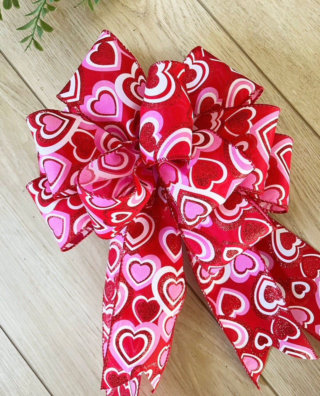 Pink and Red Heart Bow Valentines Bow - Etsy