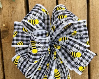 Black and White Buffalo Plaid Bow 11 Inch Wreath Bow - Etsy