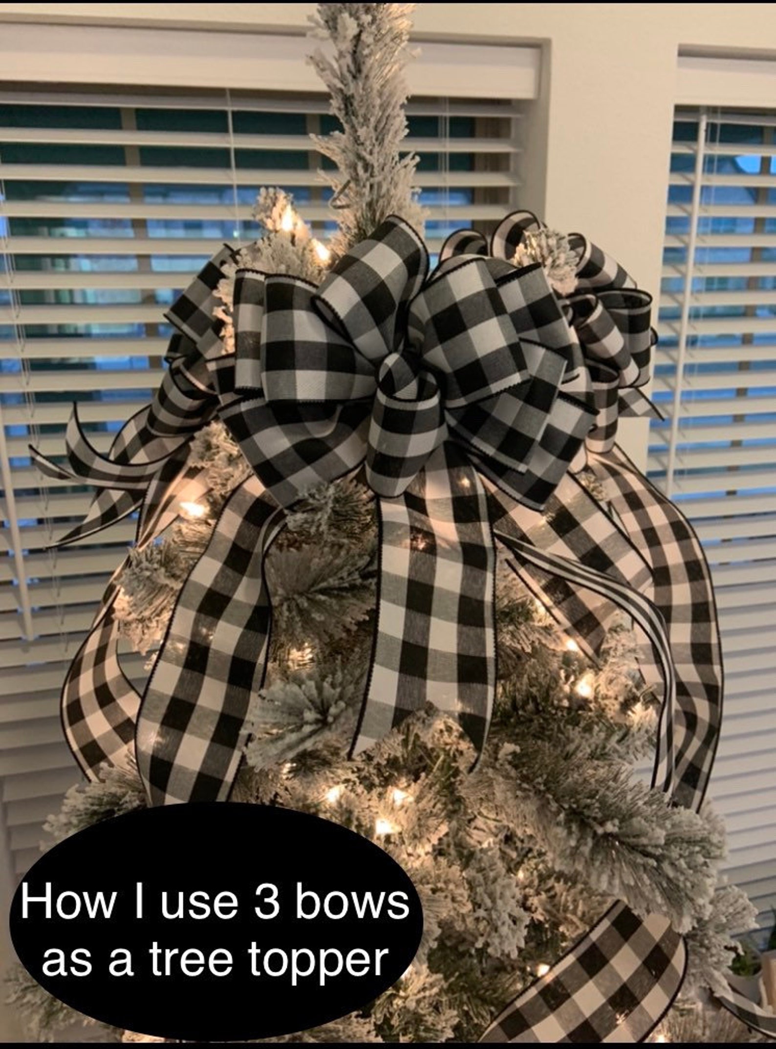 Black and White Buffalo Plaid Bow 9inch Wreath Bow | Etsy