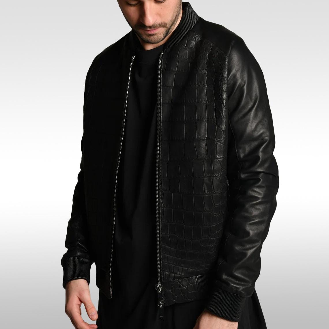 Custom Crocodile Leather Jacket Leather Sleeves - Etsy