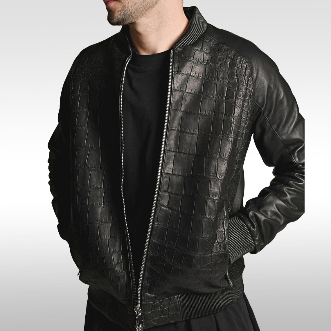 Custom Crocodile Leather Jacket Leather Sleeves - Etsy