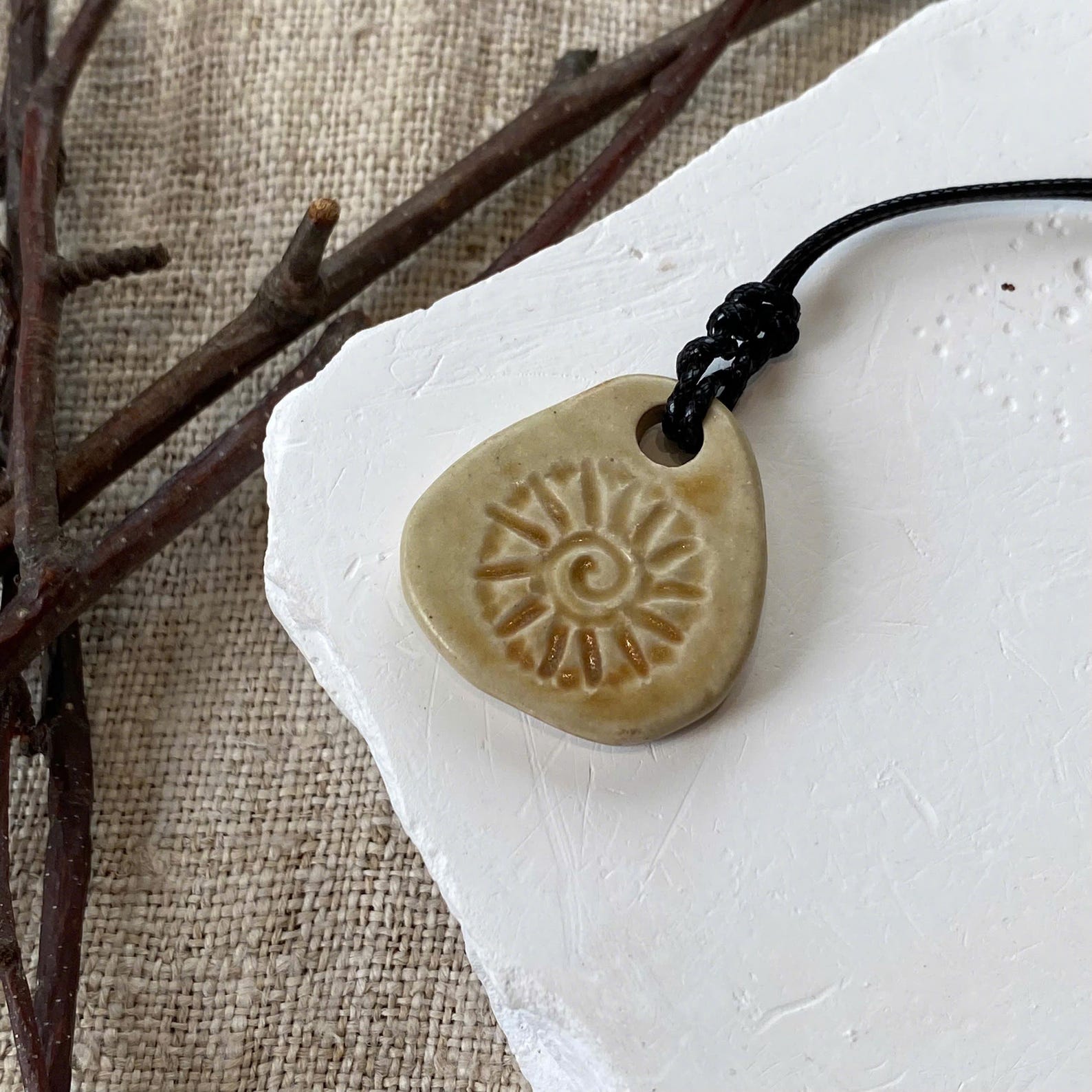 Ceramic Pendant Necklace, Handmade Charm, Unique Design Gift, Made by ...