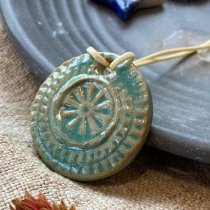 Handcrafted Bohemian Ceramic Necklace - Artisan Pottery Pendant, Free ...