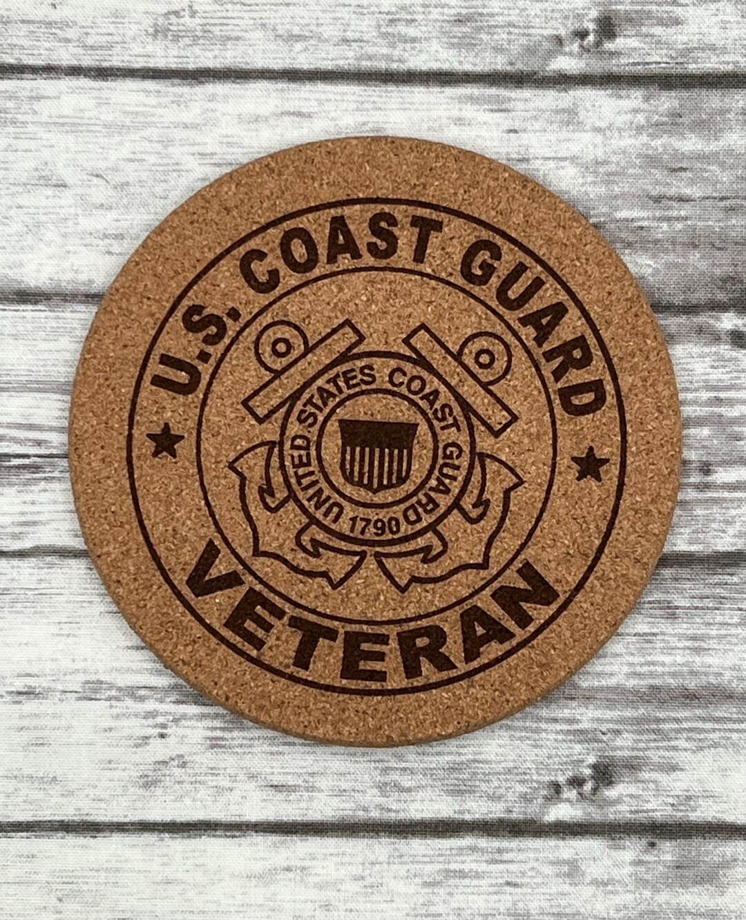 Set of 4 Coast Guard Veteran Drink Cork Coasters - Etsy